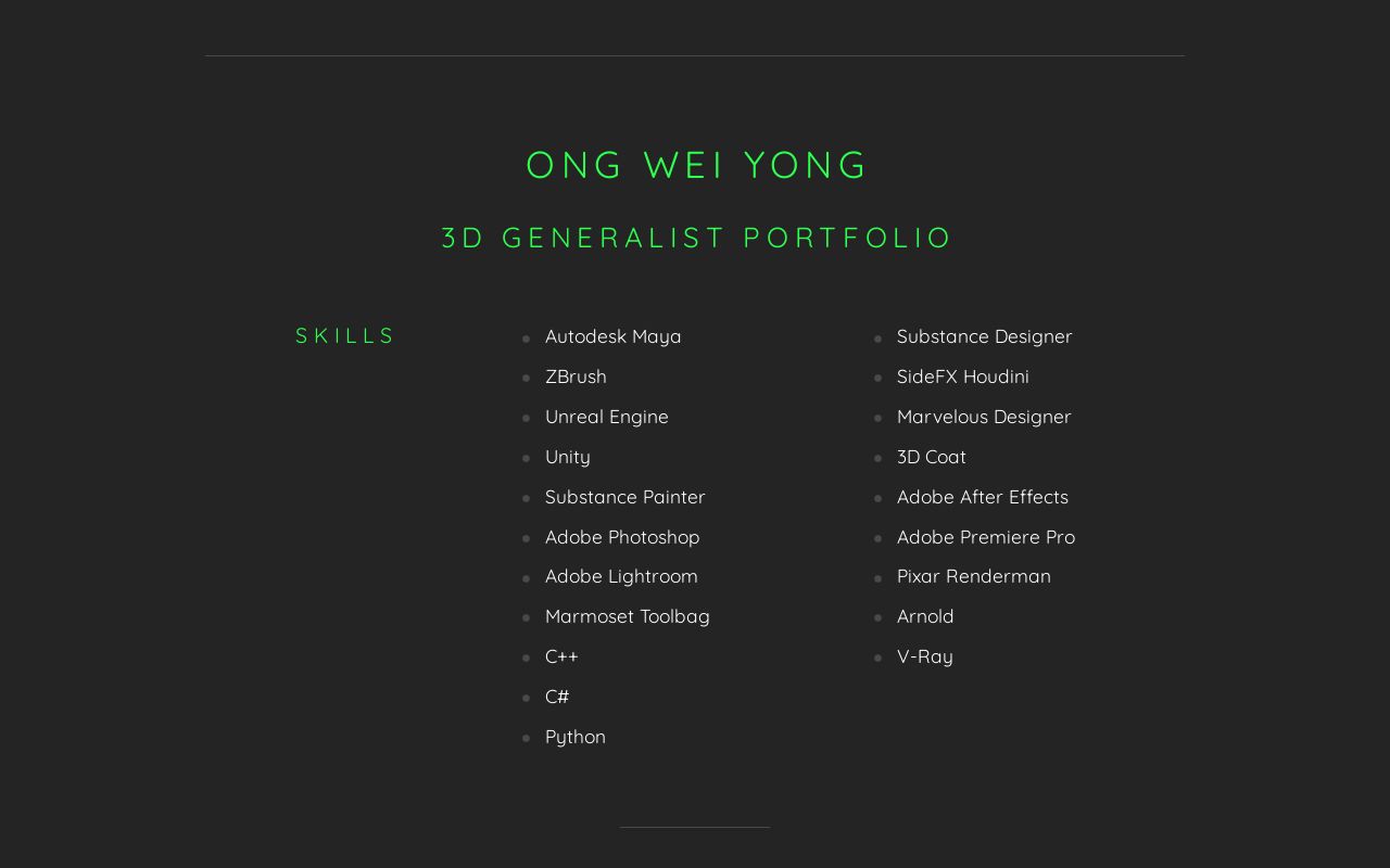 Wei Yong | 3D Generalist